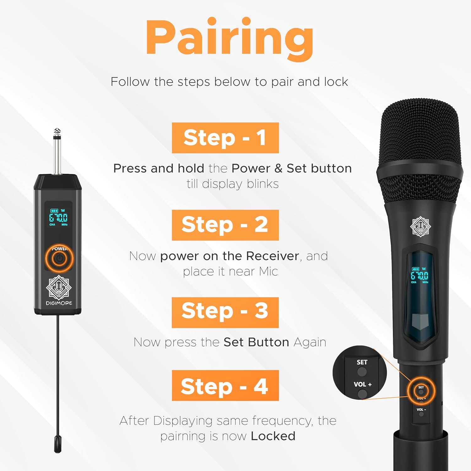 DIGIMORE Rechargeable Wireless Microphone| 6Hrs Battery | 200ft Range ...